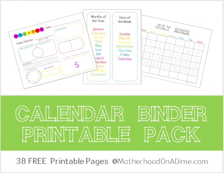 Calendar Binder (Free Printables) - Kids Activities | Saving Money ...