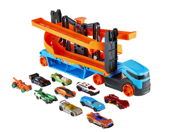 Hot Wheels Lift & Launch Hauler with 10 Die-Cast Cars for $19.97 (reg ...