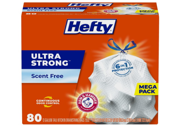 Amazon: Hefty Ultra Strong 13-Gallon Trash Bags (80-Ct.) for $11.22 ...
