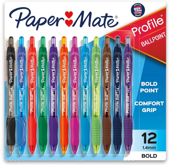 PaperMate Profile Ballpoint Comfort Grip Pens (12 Colors) - Kids ...